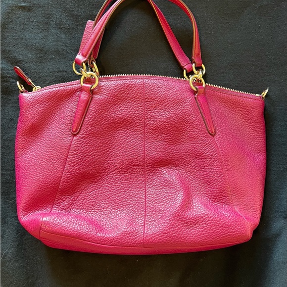 Coach | Bags | Coach Pebbled Leather Dark Pink Bag | Poshmark